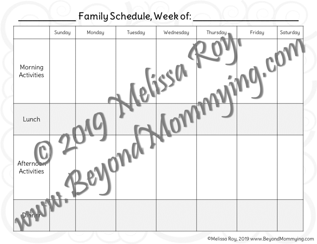 Homeschooling Weekly Shedule