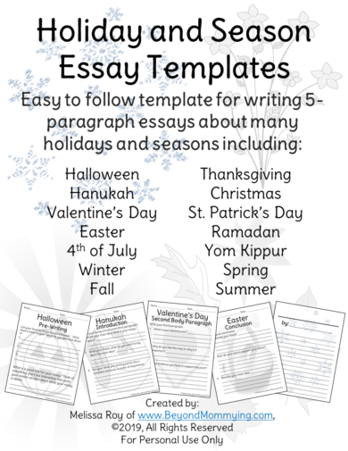 Holiday and Season Essay Writing Templates