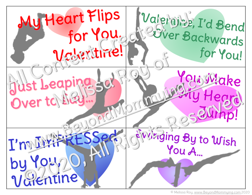 Gymnastics Valentine’s Day Cards